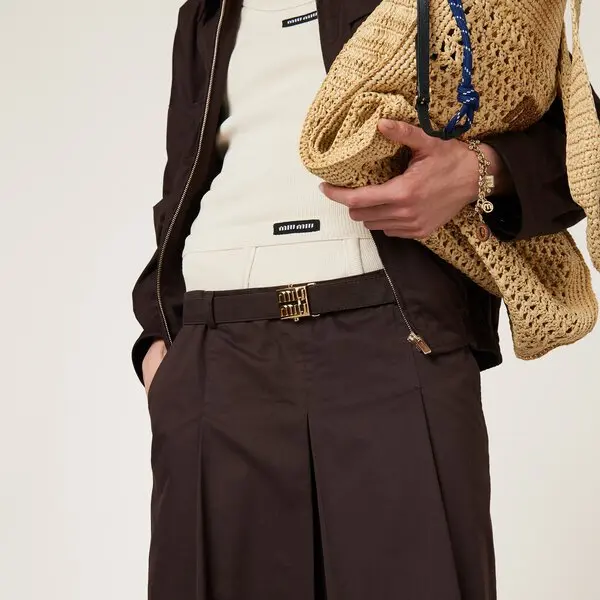 Miu Miu Gabardine Flared Skirt - Cocoa Brown | Editorialist